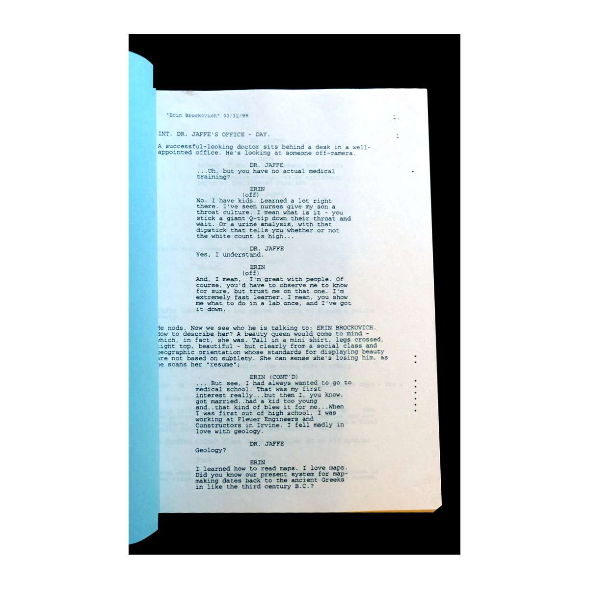 ERIN BROCKOVITCH US Movie Script 122p 9x12 - 1999 - Steven Soderberg ...