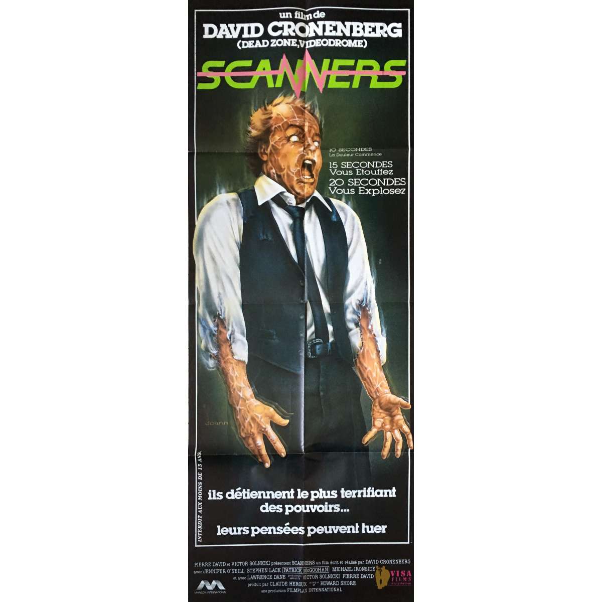 SCANNERS Movie Poster 23x63 in.