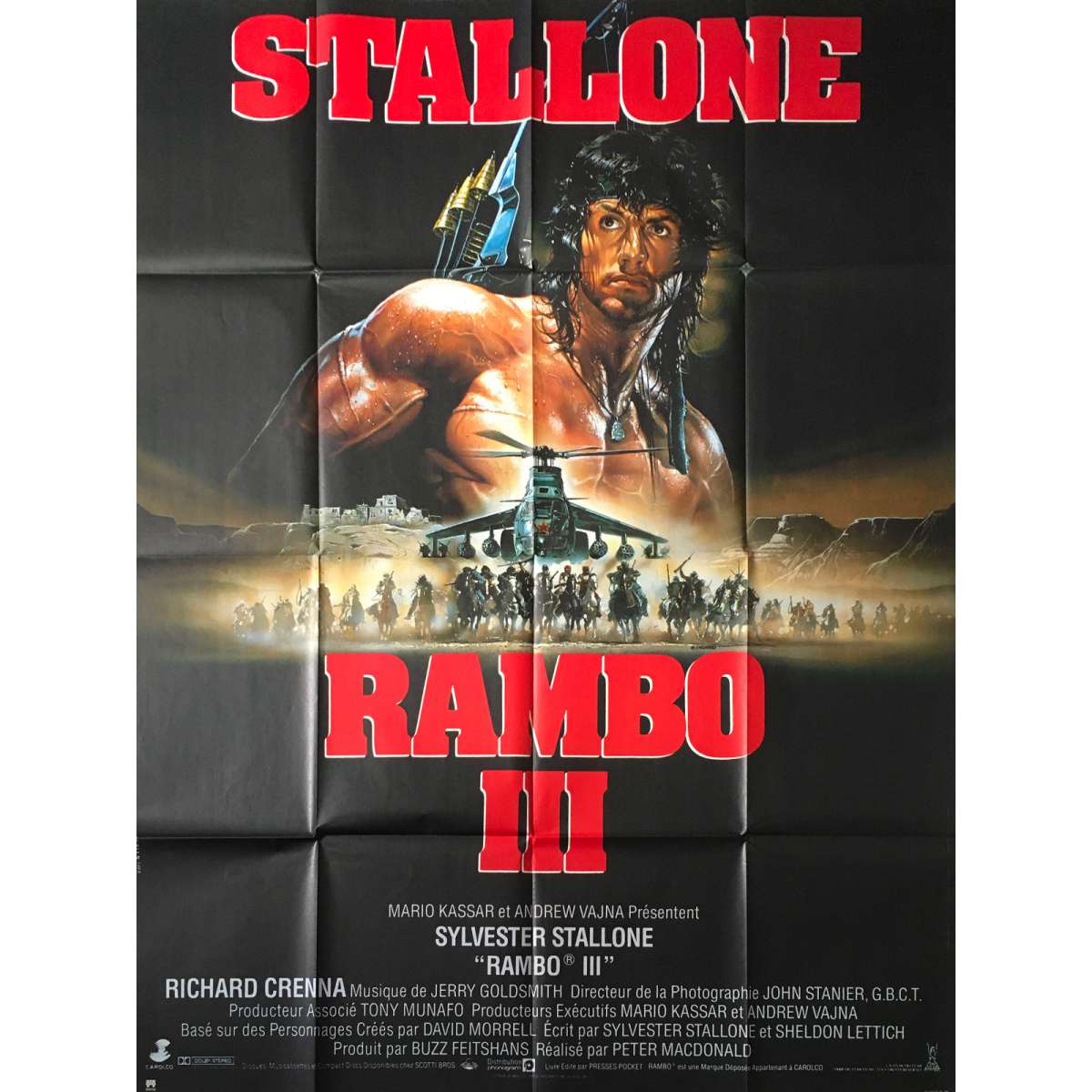Affiche de cinéma française de RAMBO 3 - 120x160 cm.