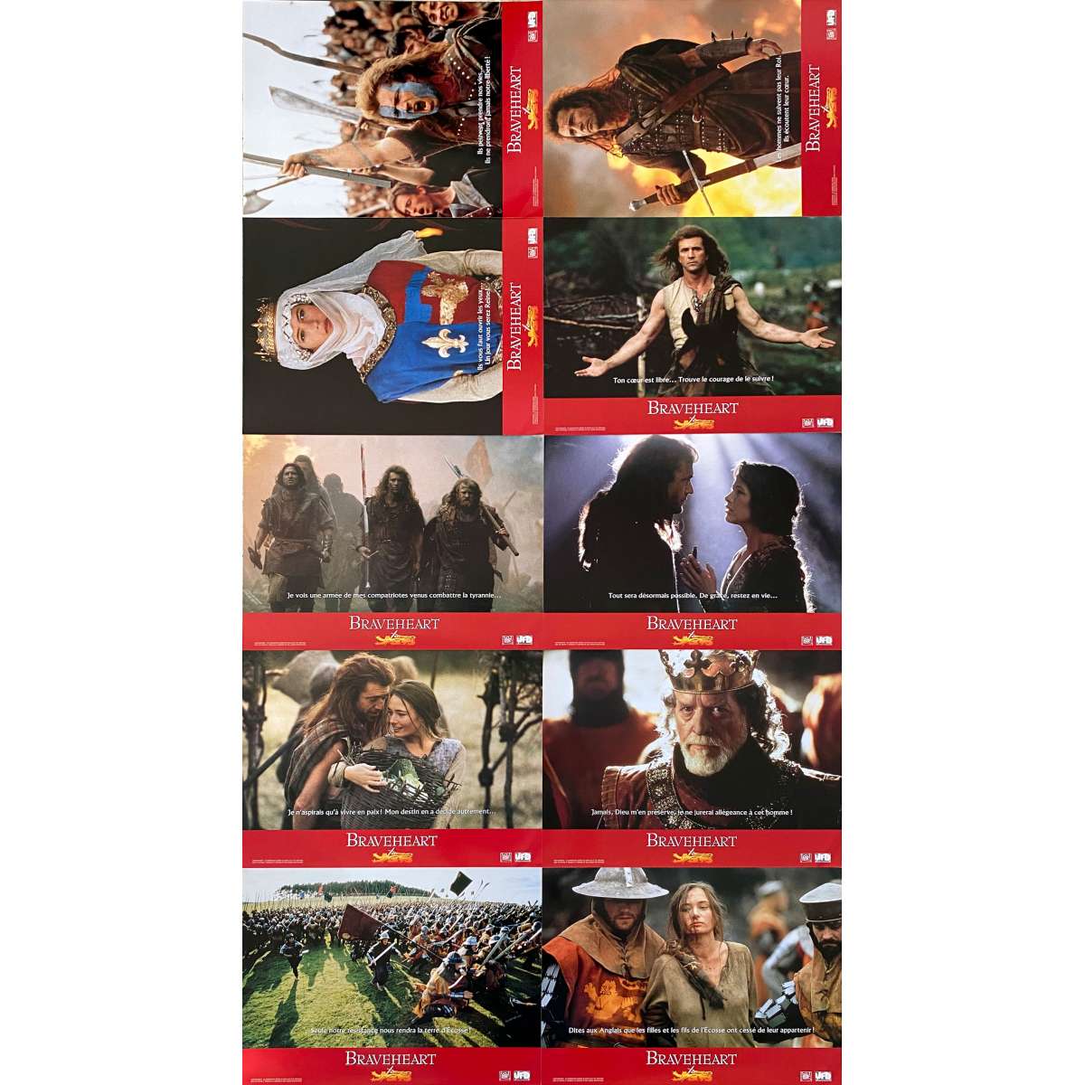 BRAVEHEART French Lobby Cards - 12x15 in. - 1995 x10