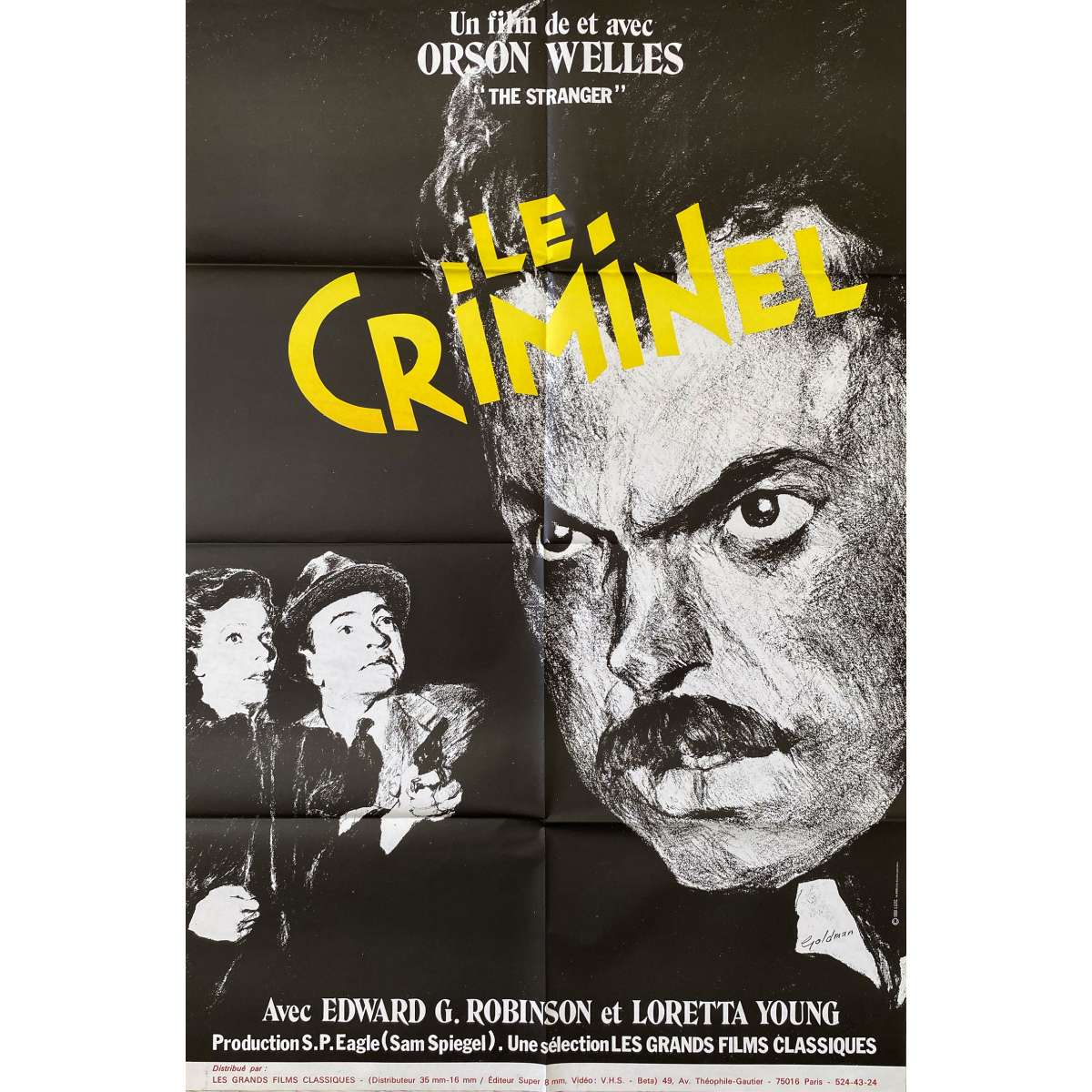 Affiche de cinéma française de LE CRIMINEL - 80x120 cm.
