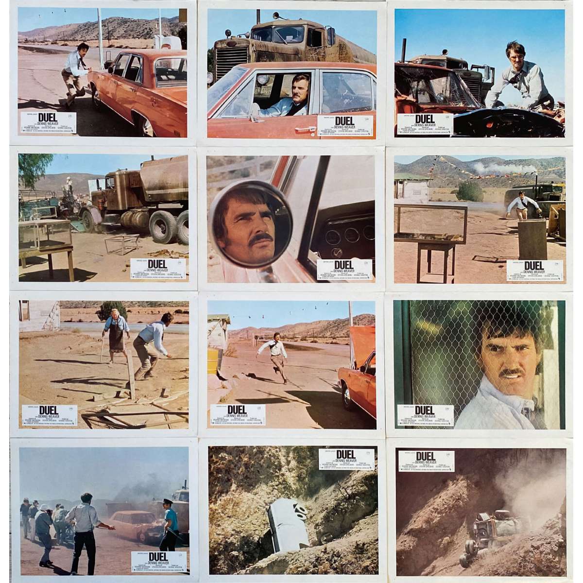 DUEL French Lobby Cards - 9x12 in. - 1971 x12