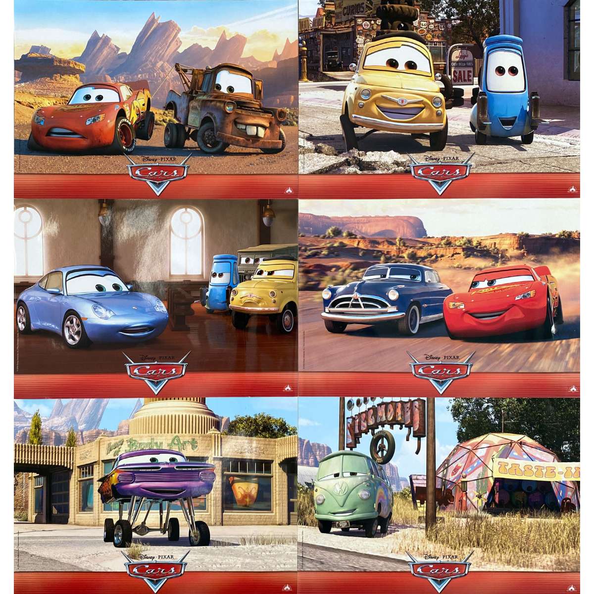 CARS French Lobby Cards - 9x12 in. - 2006 x6