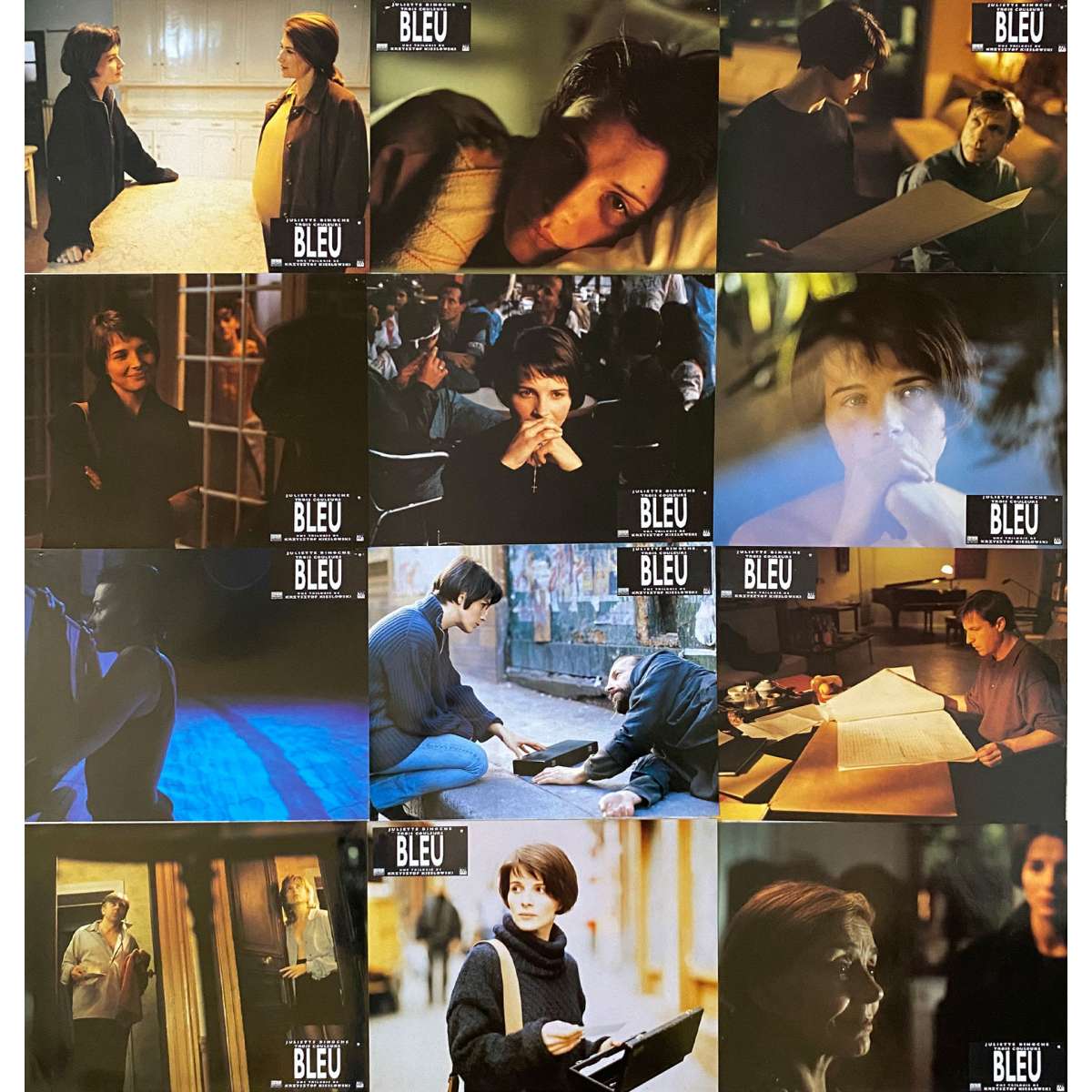 THREE COLORS - BLUE French Lobby Cards - 9x12 in. - 1993 x12