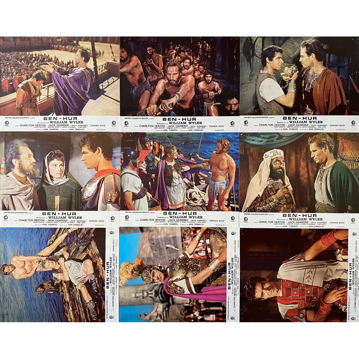 BEN-HUR French Lobby Cards - 9x12 in. - 1959/R1970 x9 - Set A