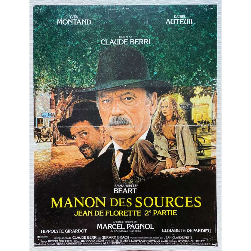 MANON DES SOURCES Affiche de film entoilée - 40x60 cm. - 1986 - Yves ...