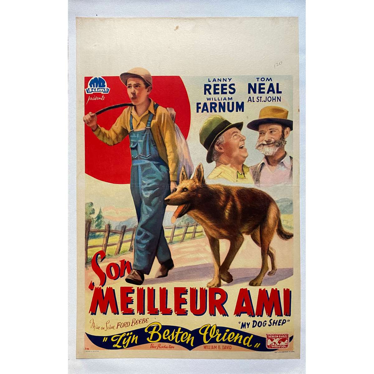 MY DOG SHEP Belgian Linenbacked Movie Poster - 14x21 in. - 1946