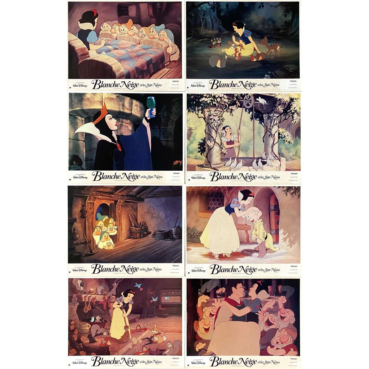 Snow White And The Seven Dwarfs French Lobby Cards 9x12 In 1937