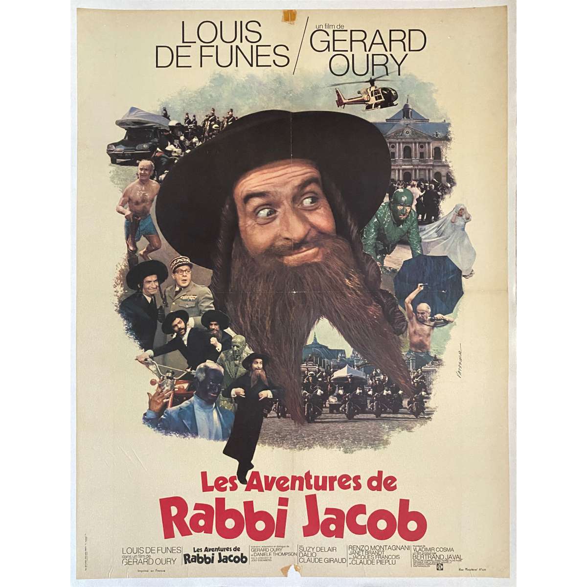 Affiche de film entoilée française de LES AVENTURES DE RABBI JACOB ...