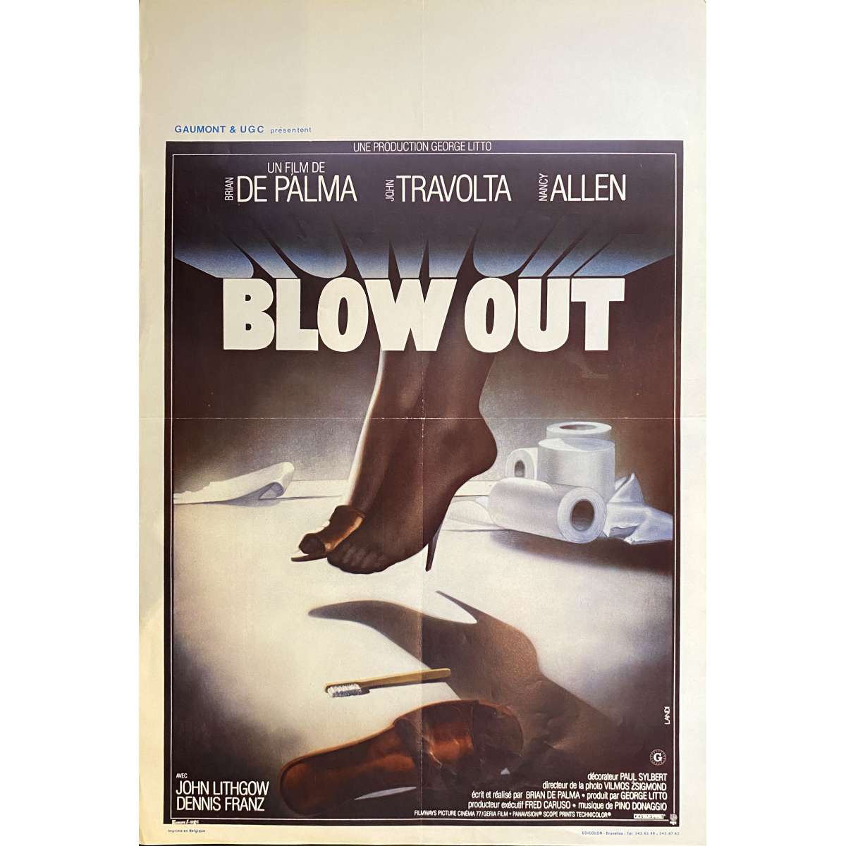 BLOW OUT Belgian Movie Poster - 14x21 in. - 1981