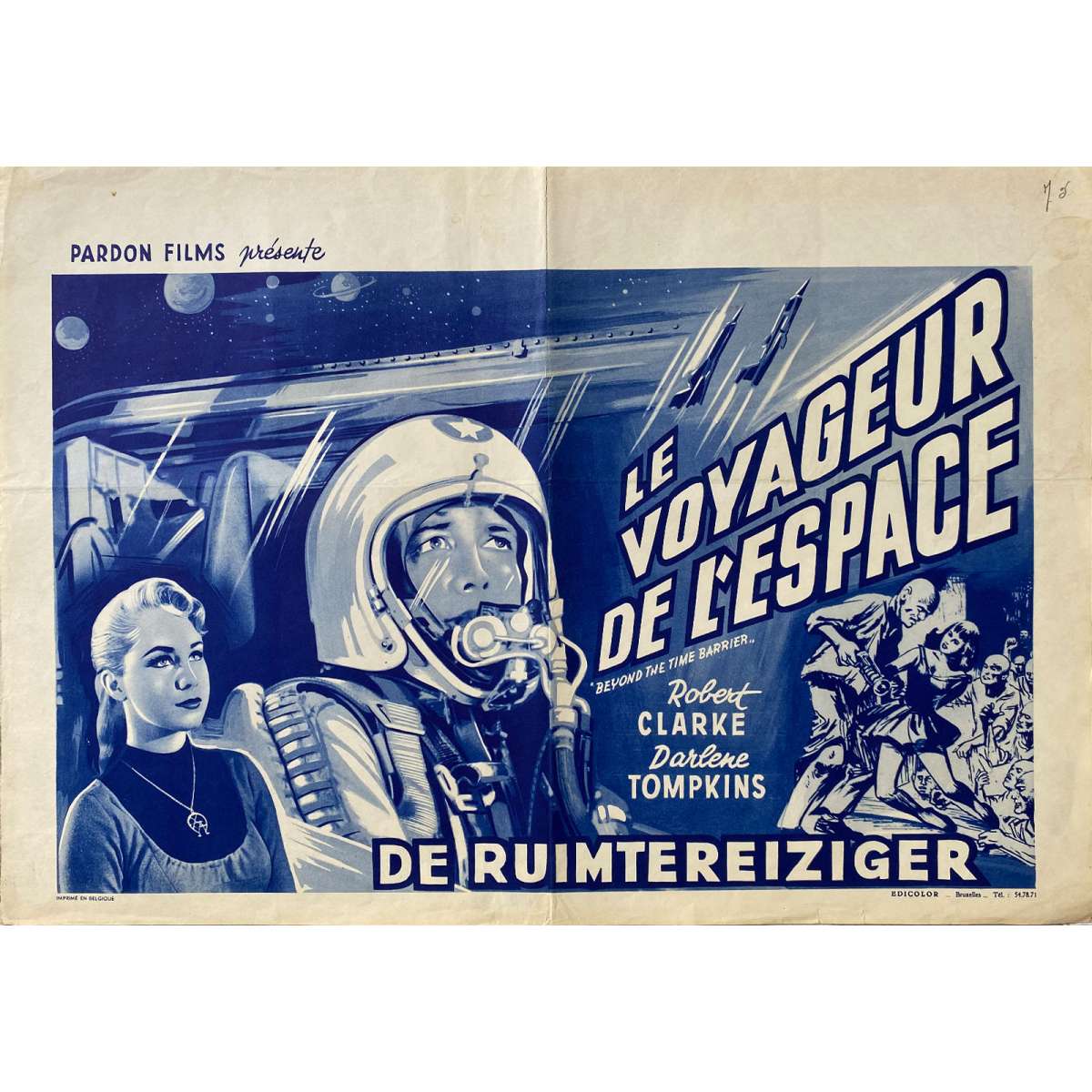 BEYOND THE TIME BARRIER Belgian Movie Poster - 14x21 in. - 1960