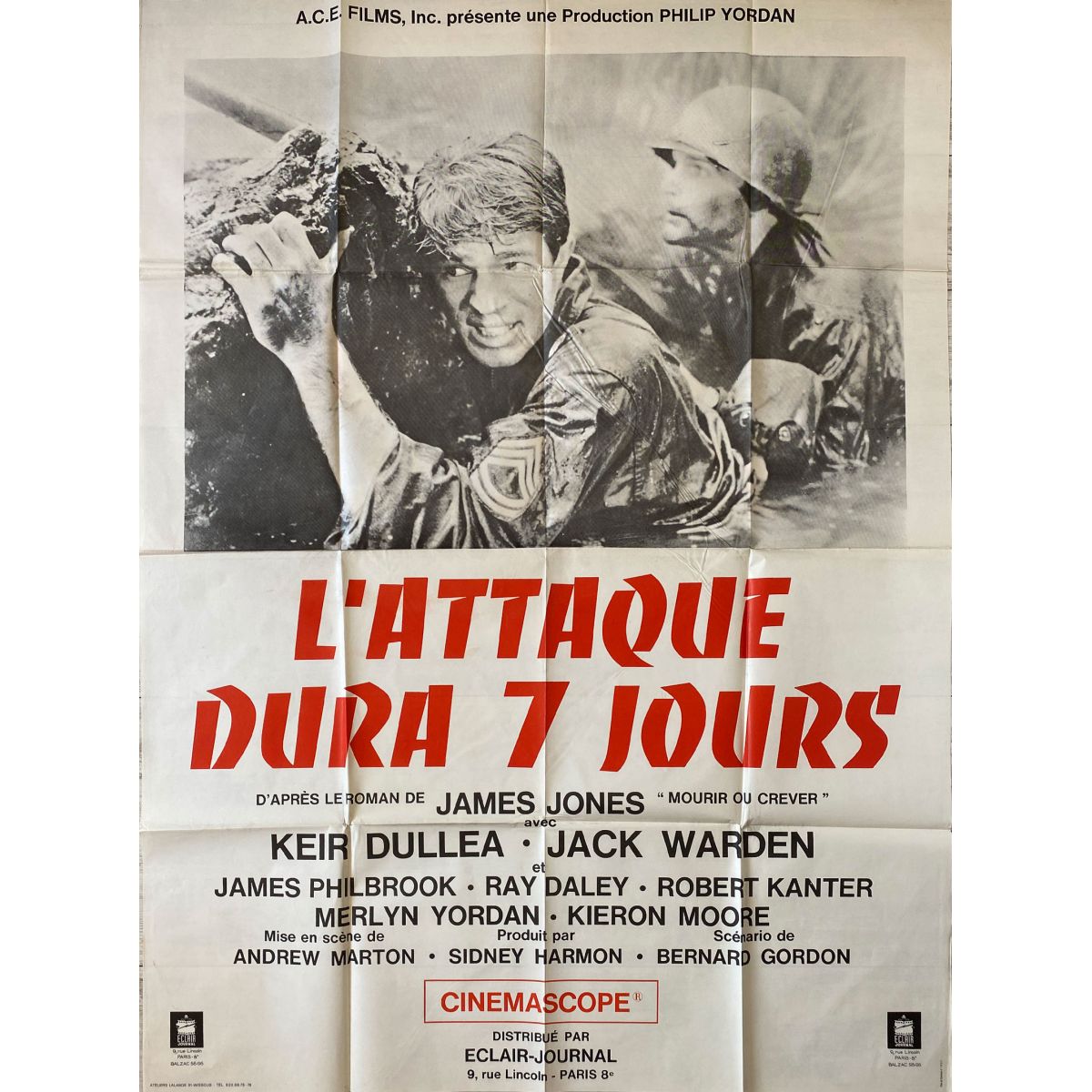 Affiche de cinéma française de L'ATTAQUE DURA SEPT JOURS - 120x160 cm.