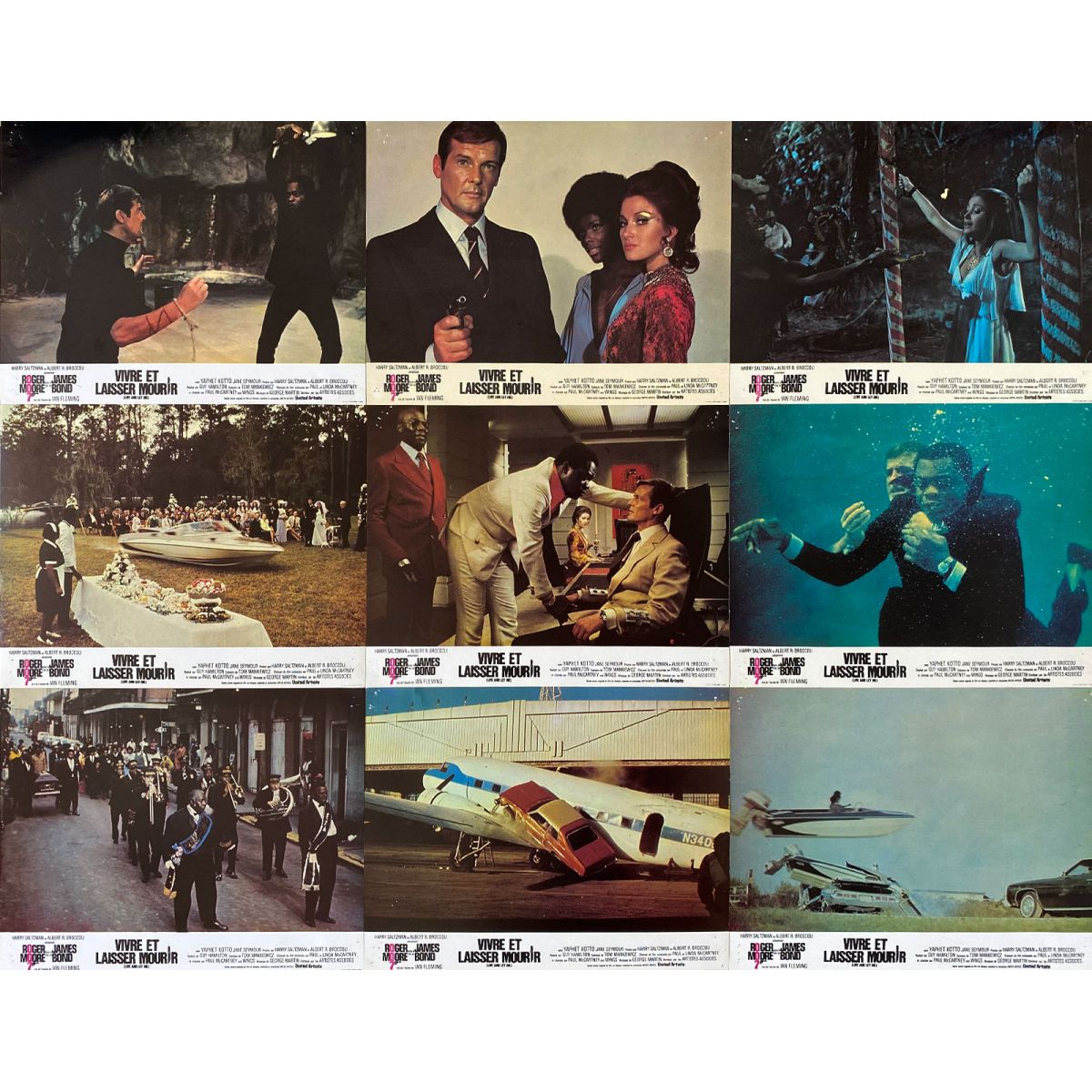 LIVE AND LET DIE French Lobby Cards - 9x12 in. - 1973 x9 - Set B