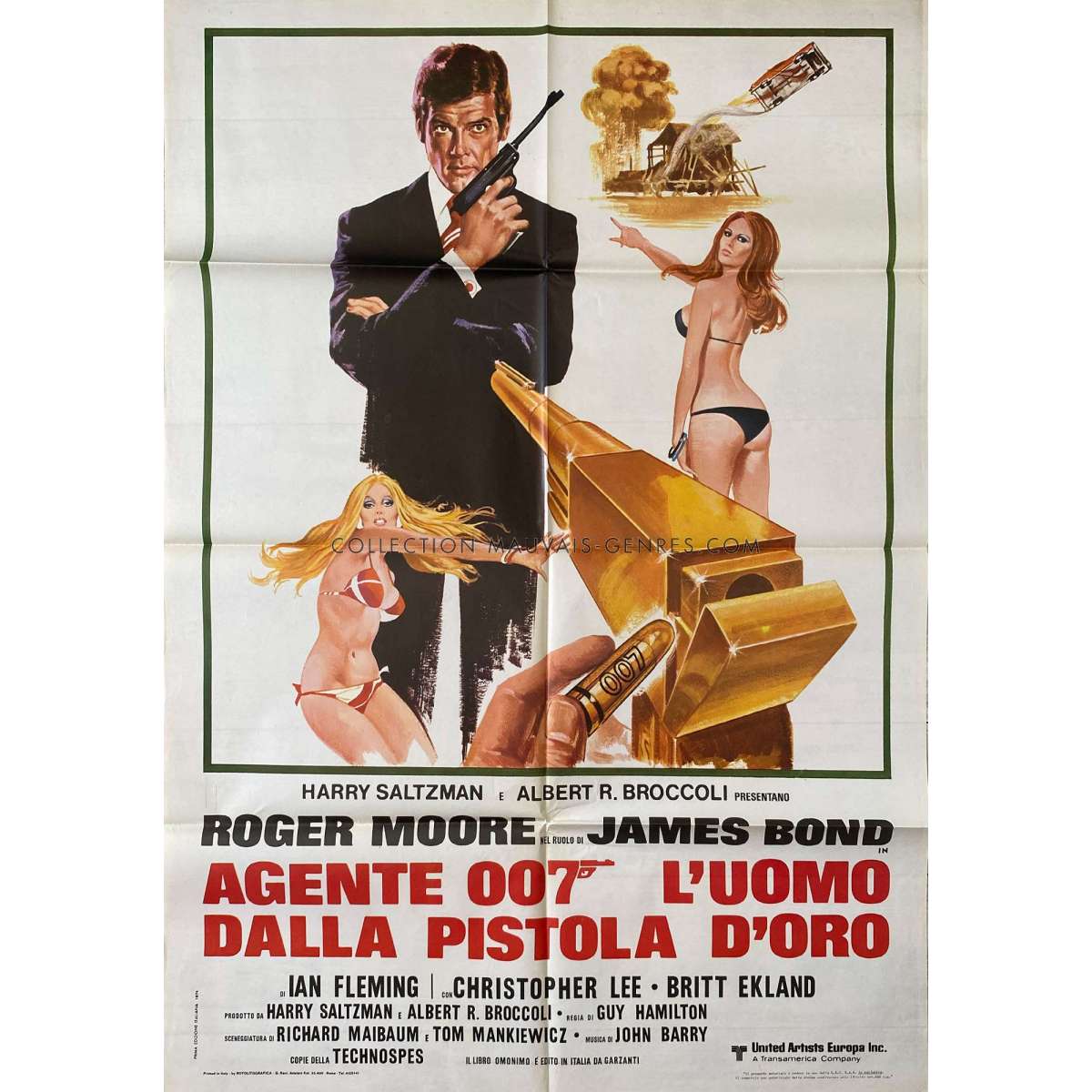 Affiche de cinéma italienne de L'HOMME AU PISTOLET D'OR - 100x140 cm.