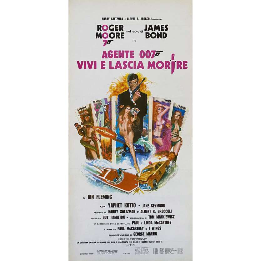 Affiche de cinéma italienne de VIVRE ET LAISSER MOURIR - 33x71 cm.