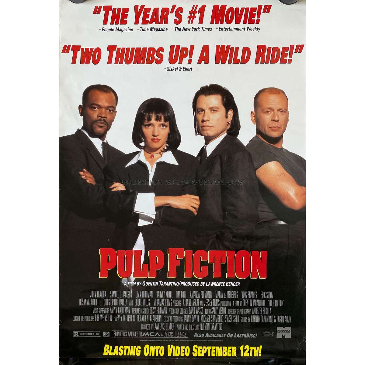 Affiche vidéo américaine de PULP FICTION - 69x102 cm.