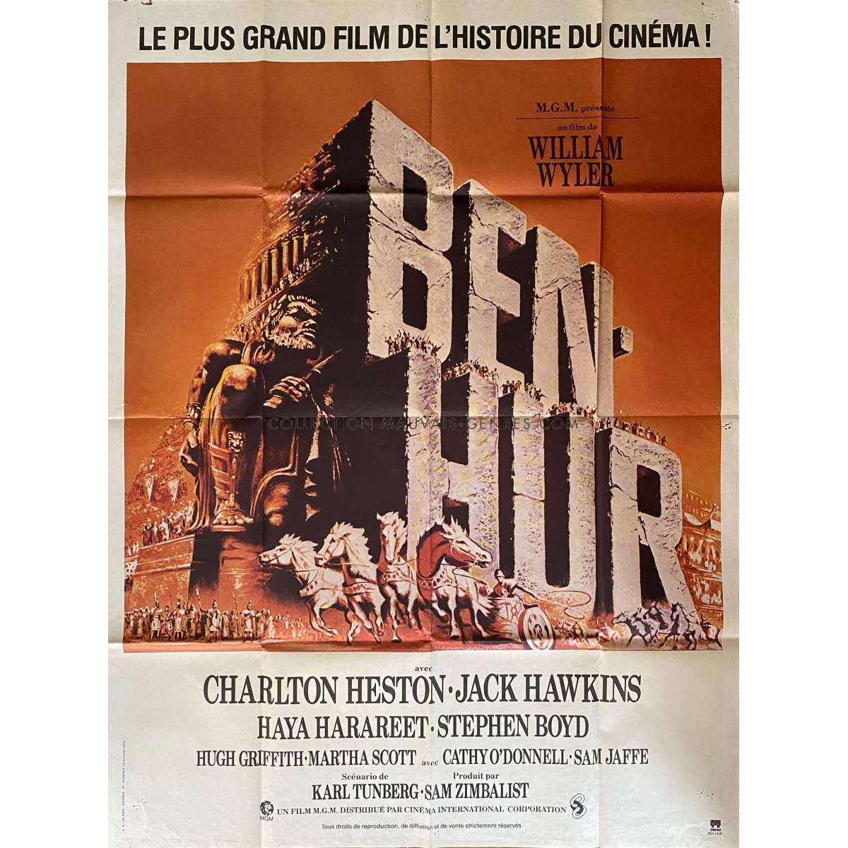 Affiche de cinéma française de BEN-HUR - 120x160 cm.